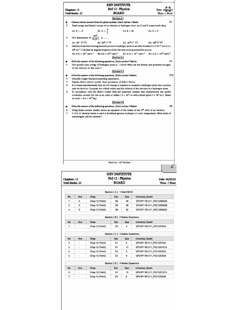 CBSE Physics CH 12 Short Test 25 Marks . | PDF