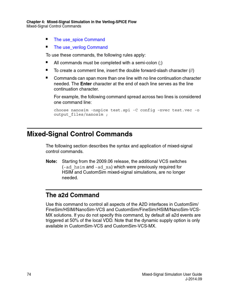 Mixed-Signal Simulation Commands Guide | PDF