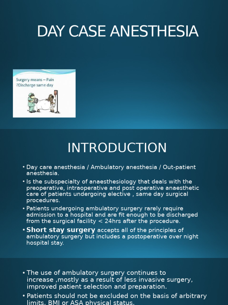 Day Case Anesthesia | PDF | Anesthesia | Surgery