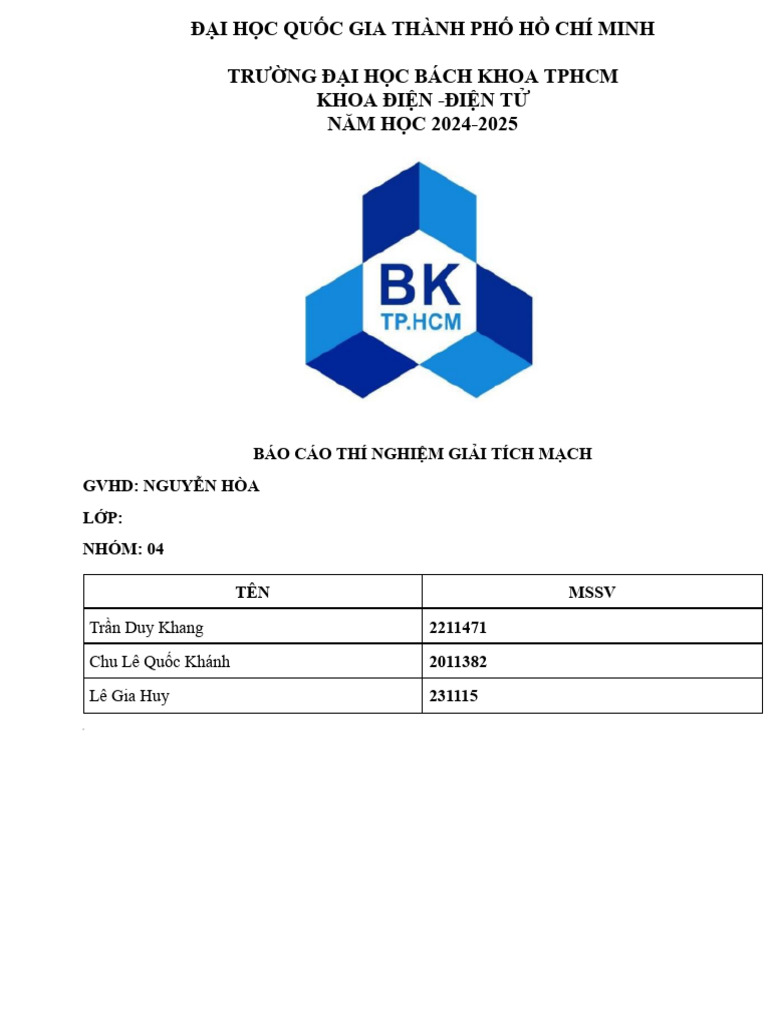 Bao Cao Thi Nghiem | PDF