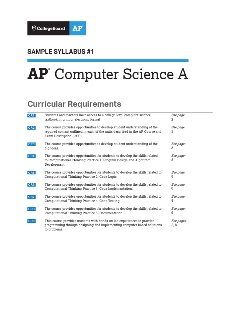 Ap-Calculus-Bc-Sample-Syllabus Computer | PDF | Control Flow | Inheritance (Object Oriented ...