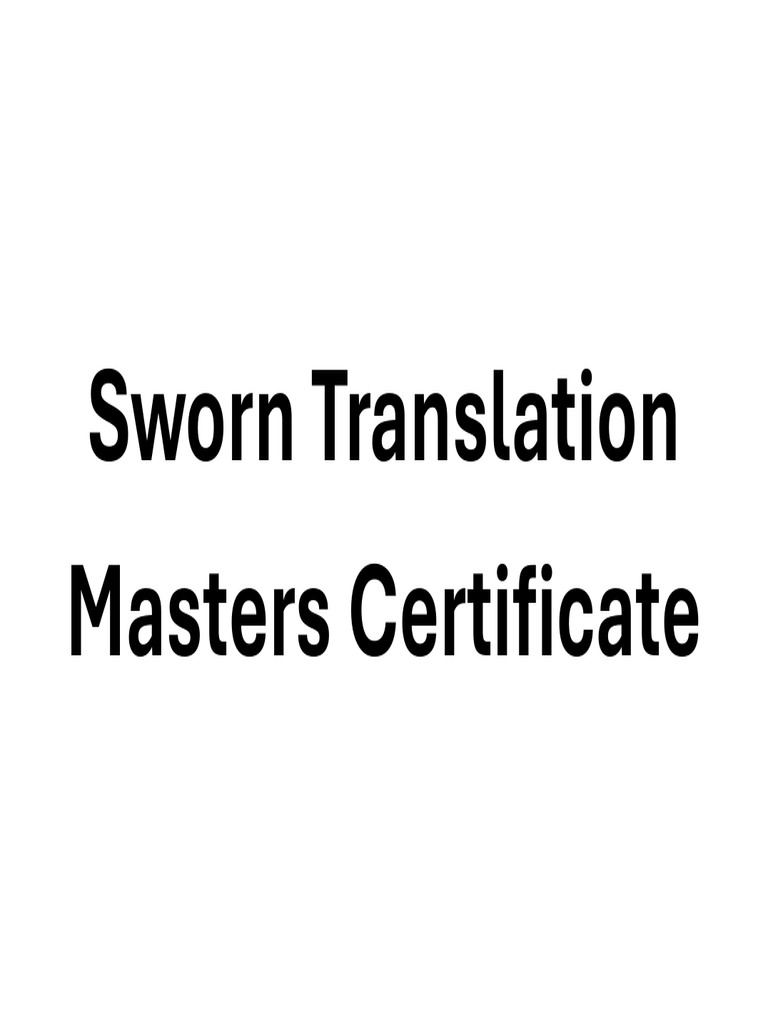 Sworn Translation Masters Certificate | PDF