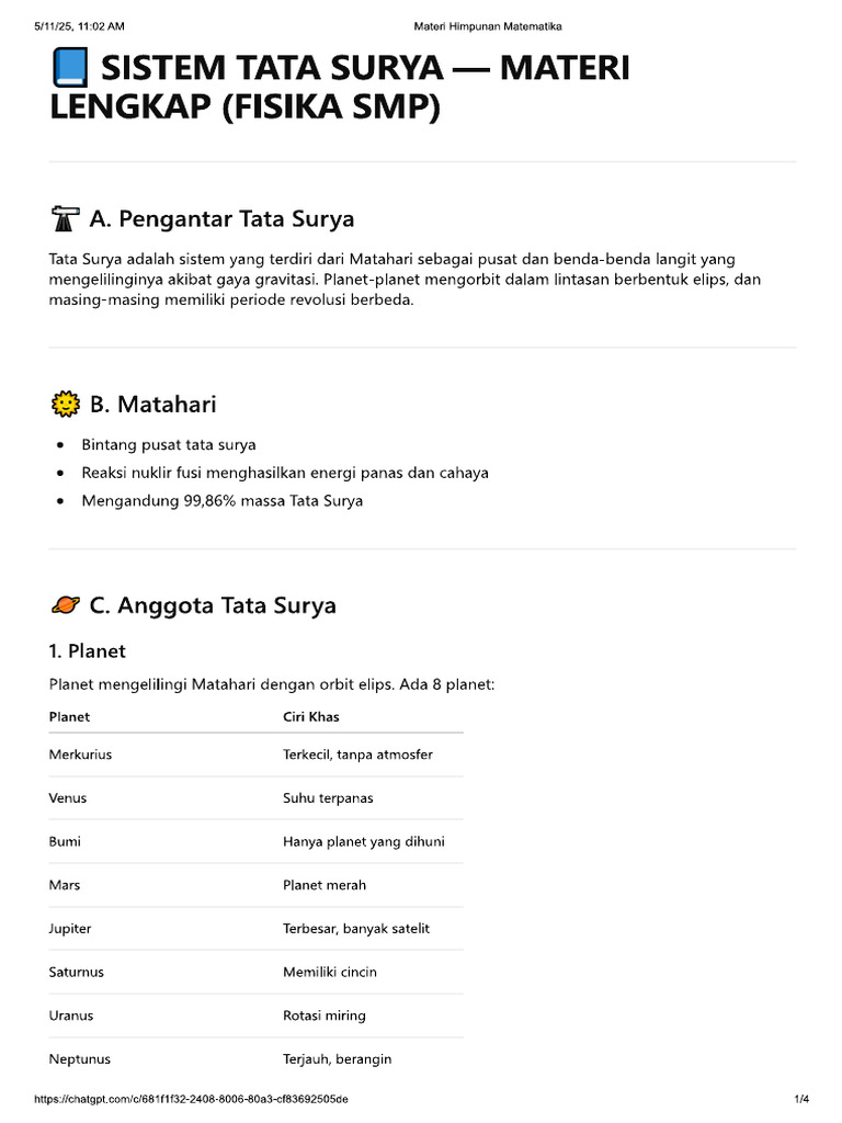 Sistem Tata Surya | PDF