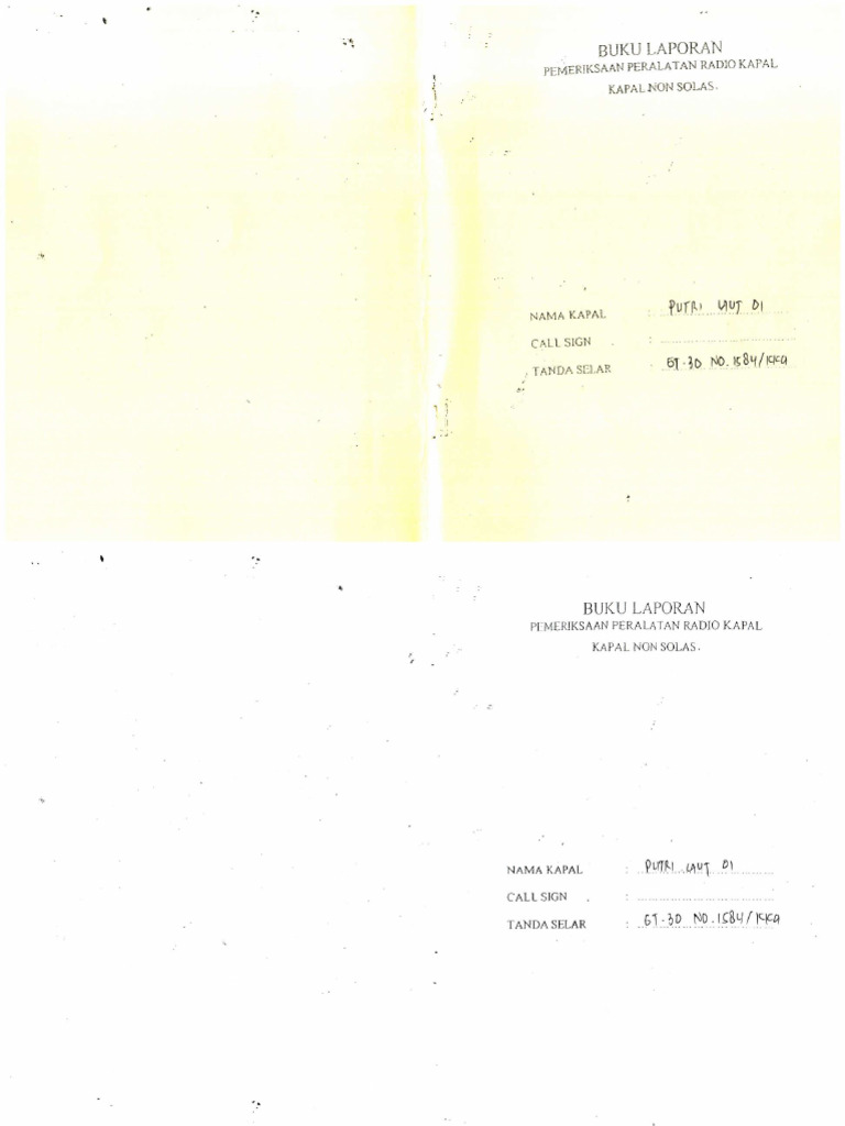 Buku Laporan Pemeriksaan Per. Radio Kapal (Non Solas) - Compressed | PDF