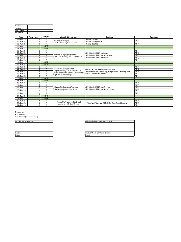 Timesheet Template For Intern | PDF | Data Management Software | Data ...