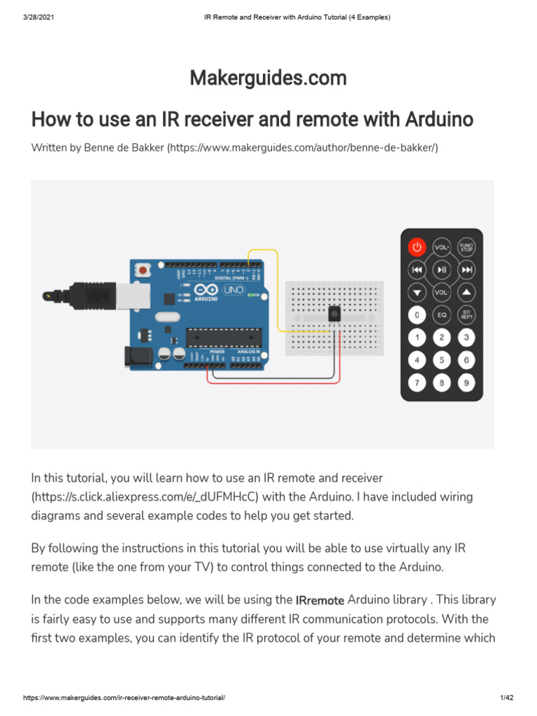Ir Remote And Receiver With Arduino Tutorial 4 Examples Pdf
