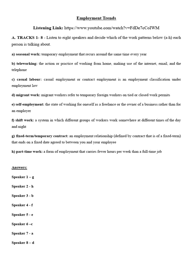 Employment Trends and Work Patterns Analysis | PDF | Employment ...
