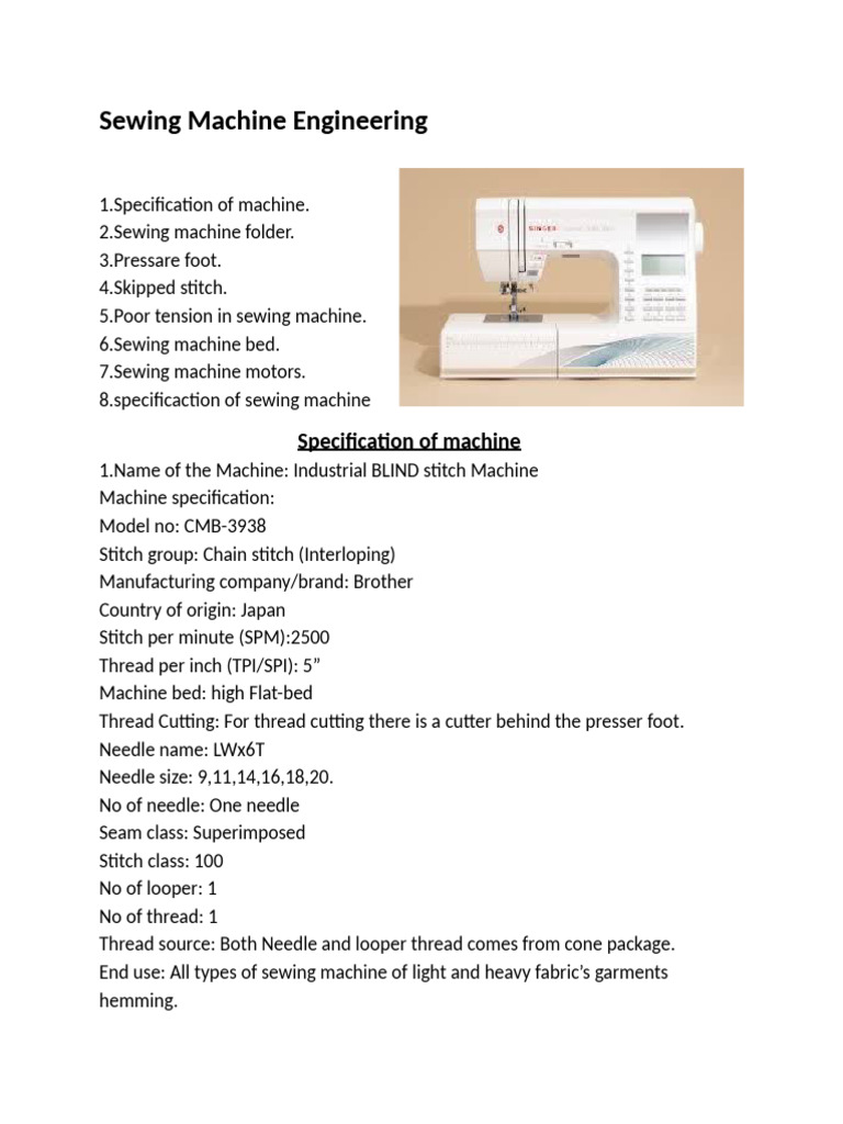 Sewing Machine Engineering | PDF | Sewing Machine | Seam (Sewing)