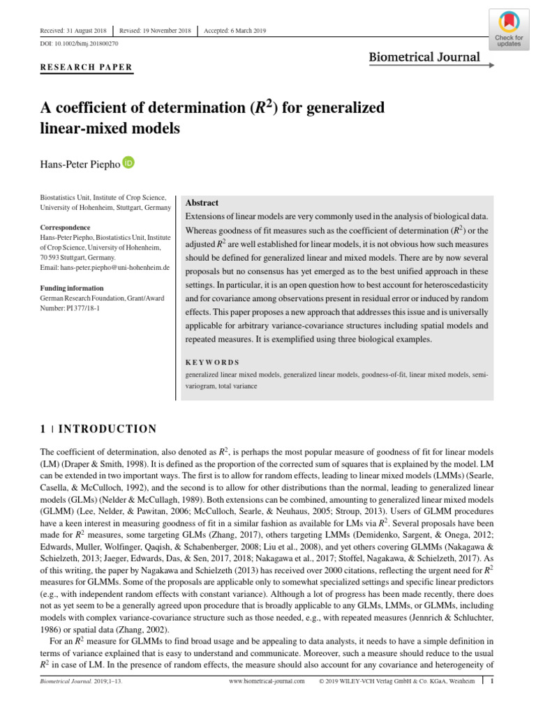 A Coefficient of Determination (R2) For Generalized Linear Mixed Models ...