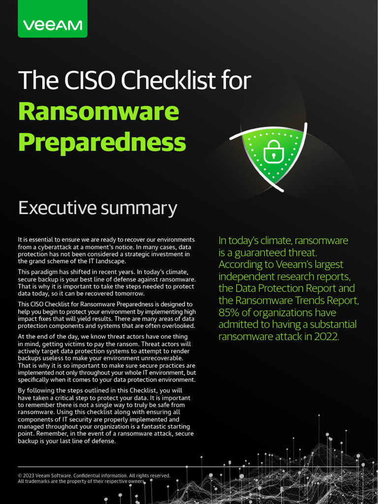 Ciso Checklist For Ransomware Preparedness | PDF | Backup | Encryption