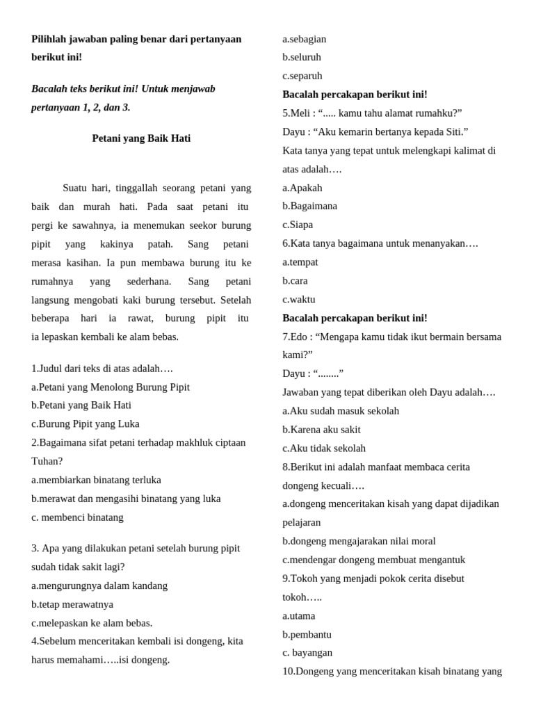 lat 1 PTS bindo tema 2 semester 1 | PDF