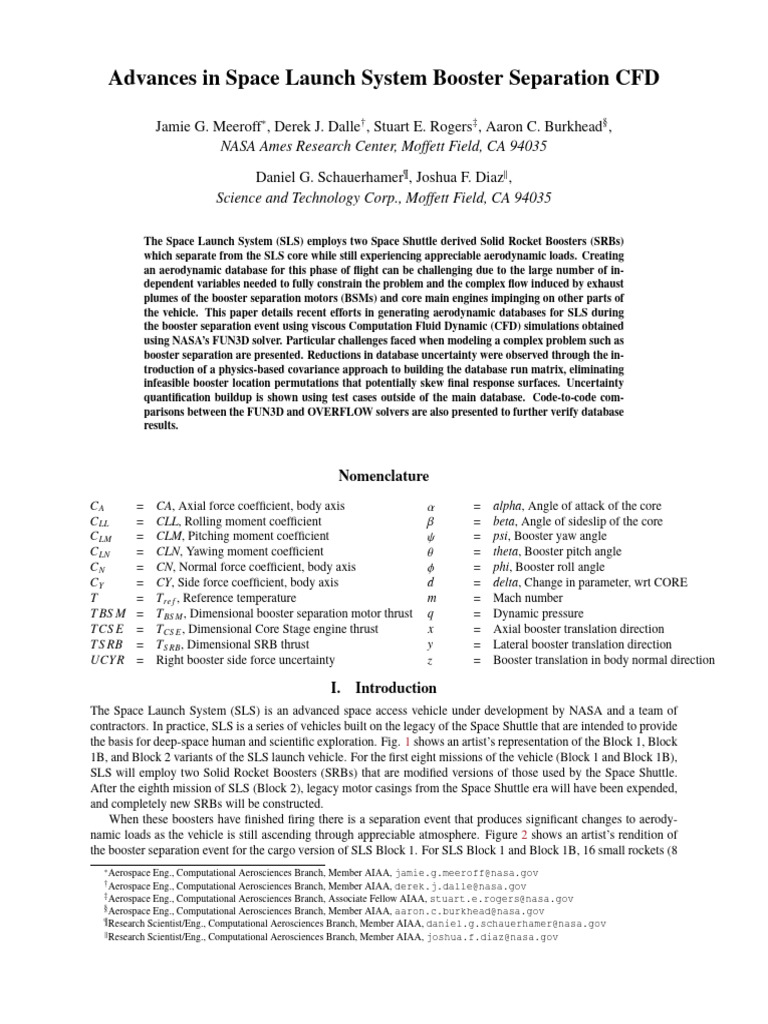 SLS Booster Separation CFD Advances | PDF | Space Launch System | Space ...