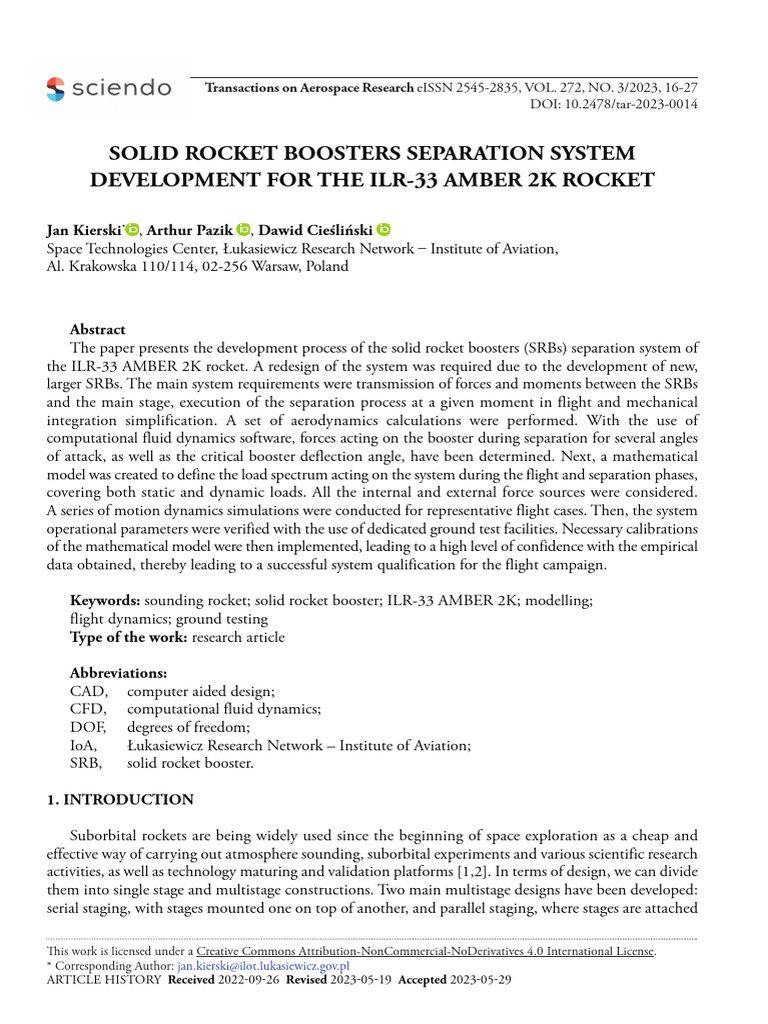 Solid Rocket Boosters Separation Sy | PDF | Space Shuttle Solid Rocket ...