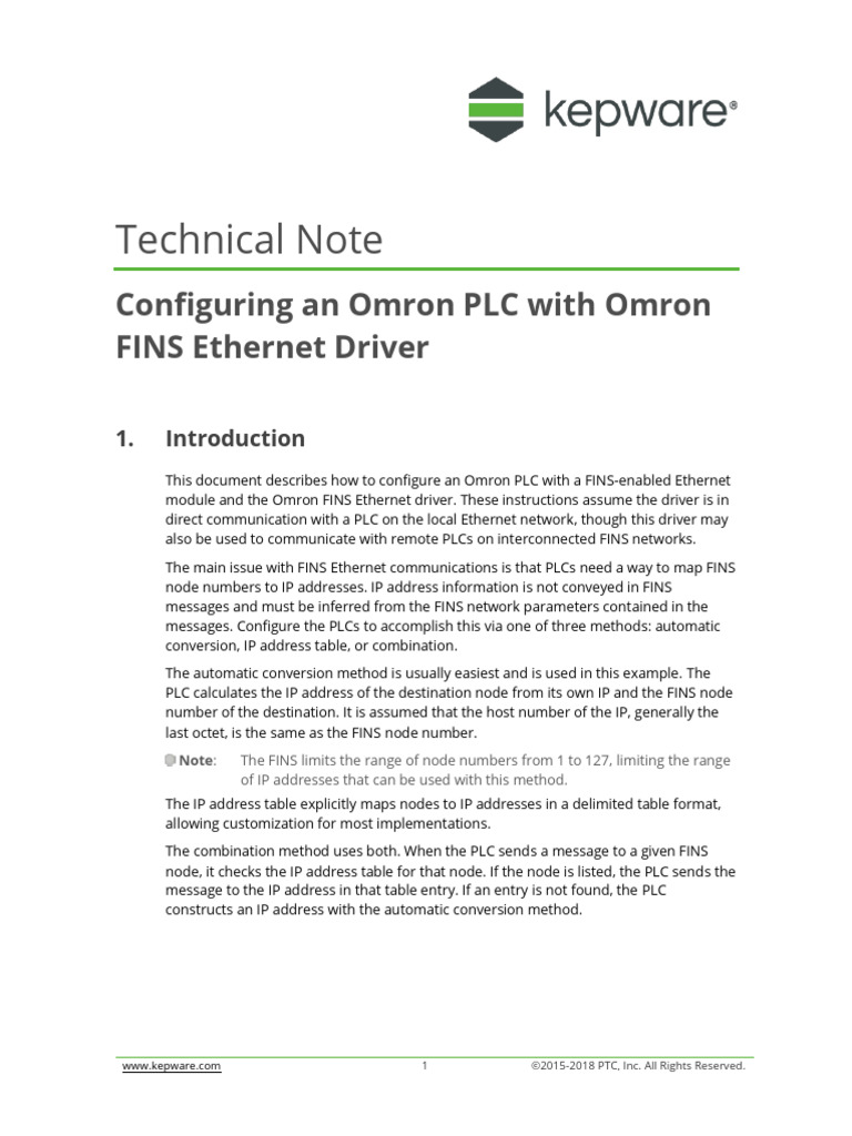 configuring-omron-plc-with-fins-driver | PDF | Programmable Logic Controller | Internet Protocols