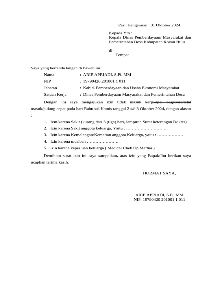 Format surat izin | PDF