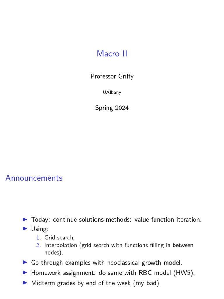 Lecture15 Valuefunctioniteration Pdf Macroeconomics Function Mathematics