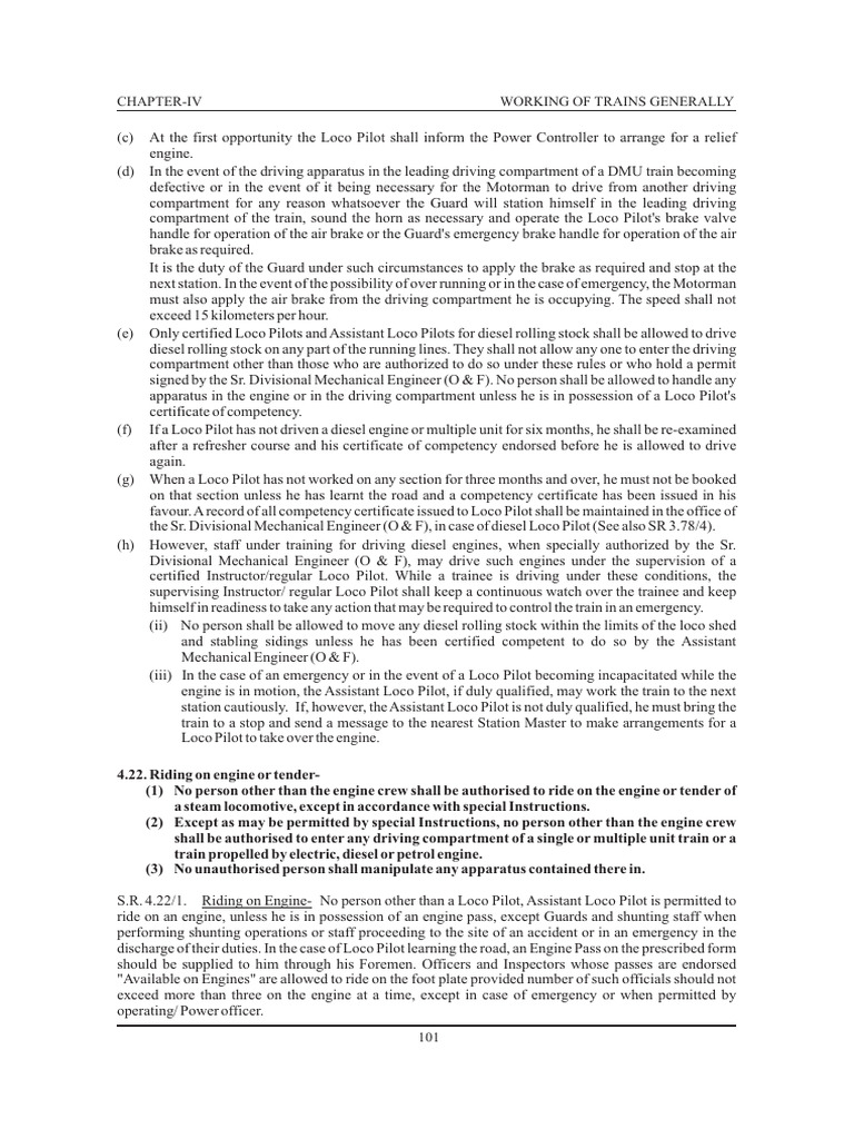 Chapter-Iv Working of Trains Generally | PDF | Crane (Machine) | Train