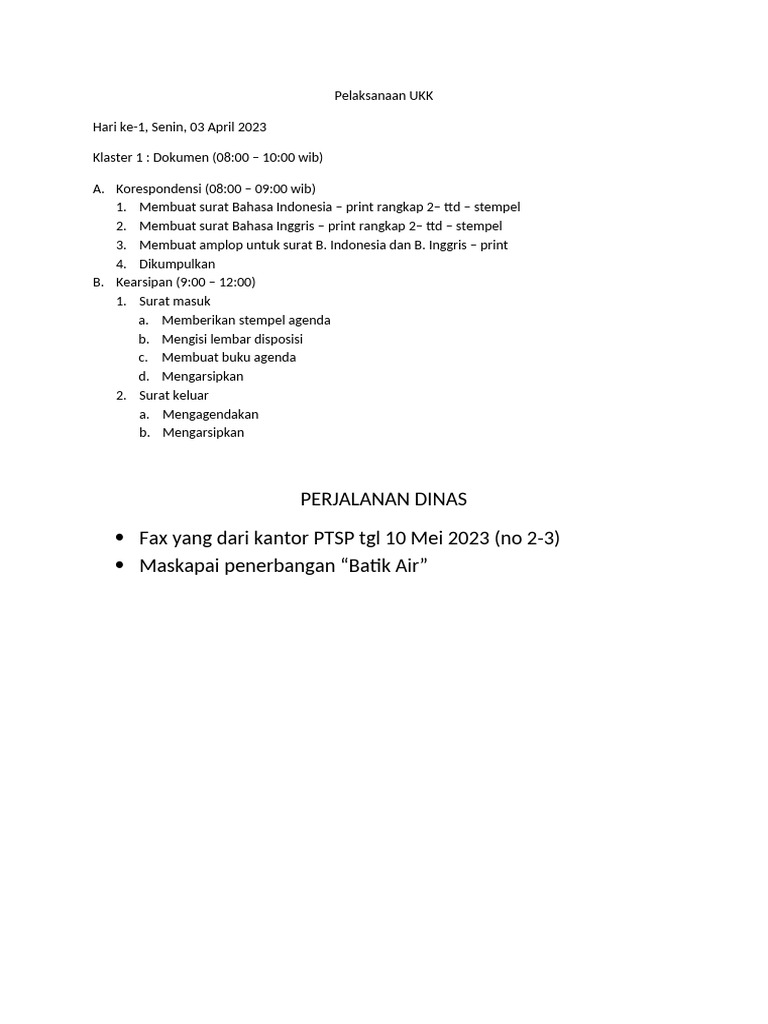 Pelaksanaan UKK | PDF