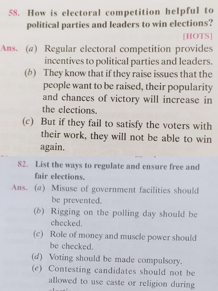 Class 9 Electoral Politics Extra Question and Answer | PDF