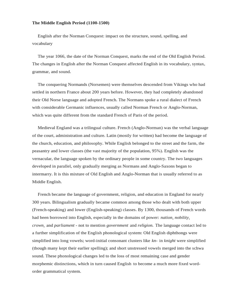 The Middle English Period | PDF | English Language | Syllable