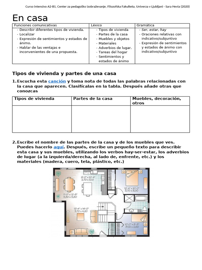 Partes de la Casa y Tareas del Hogar | PDF | Lingüística