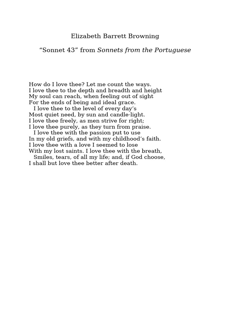 Elizabeth Barretts Sonnet 43 | PDF