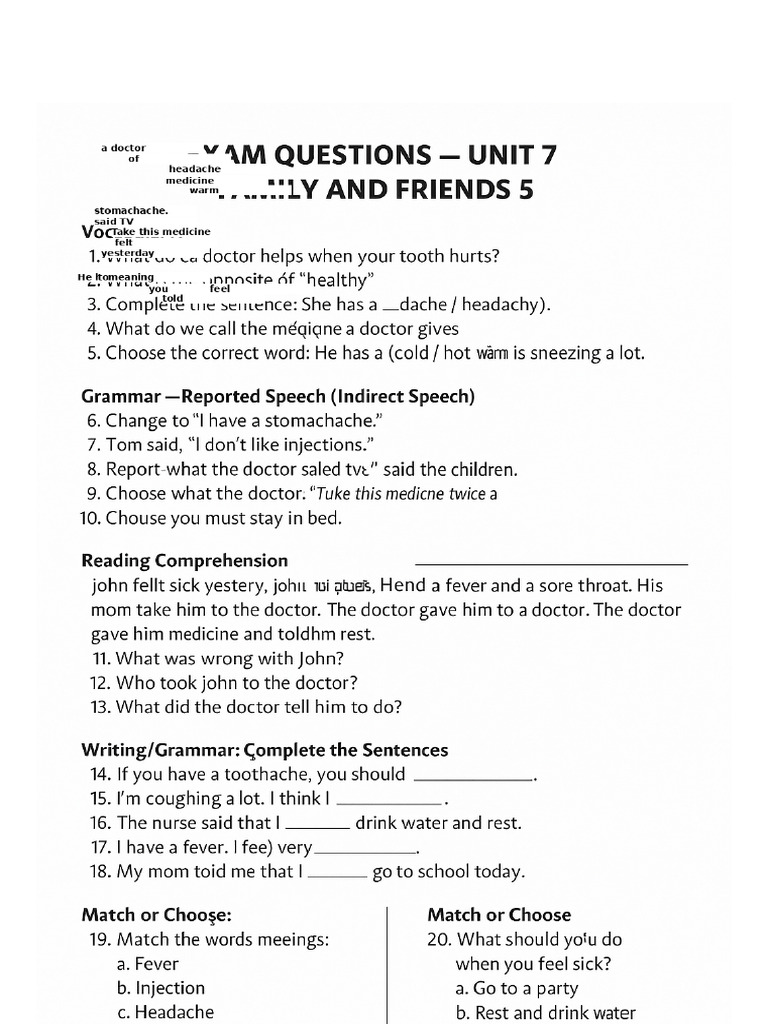 Corrected Unit7 Exam Questions | PDF