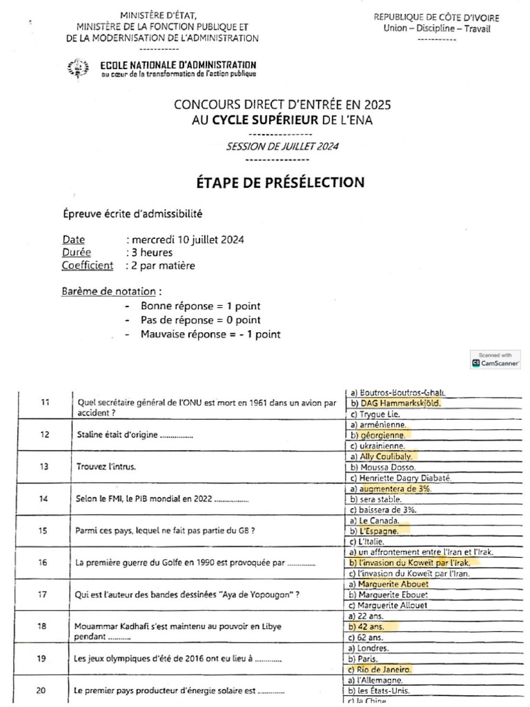 Culture Générale Ena 2024 | PDF