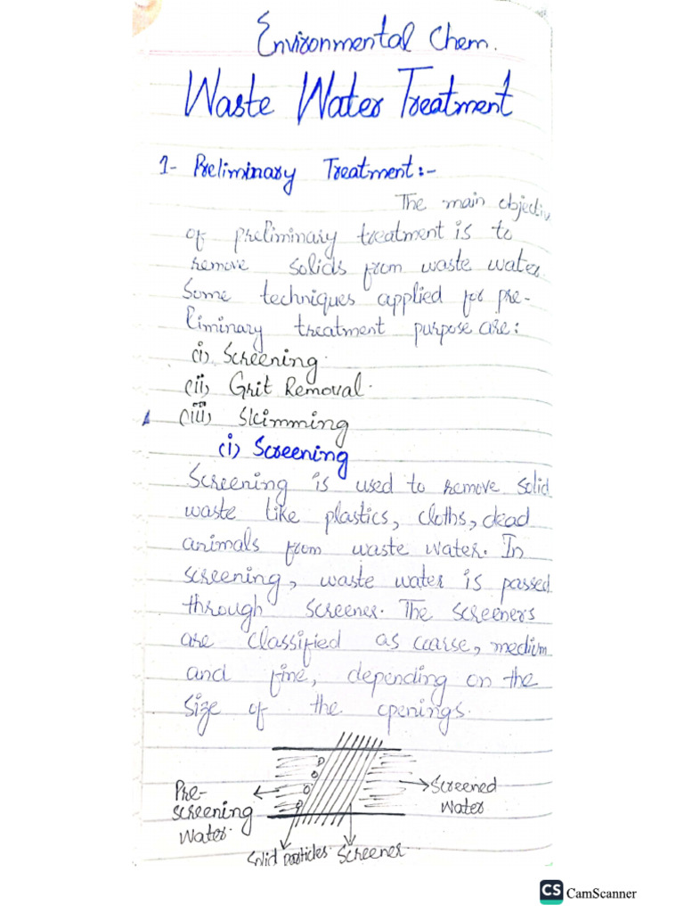 Waste Water Tretment Hand Written Notes | PDF