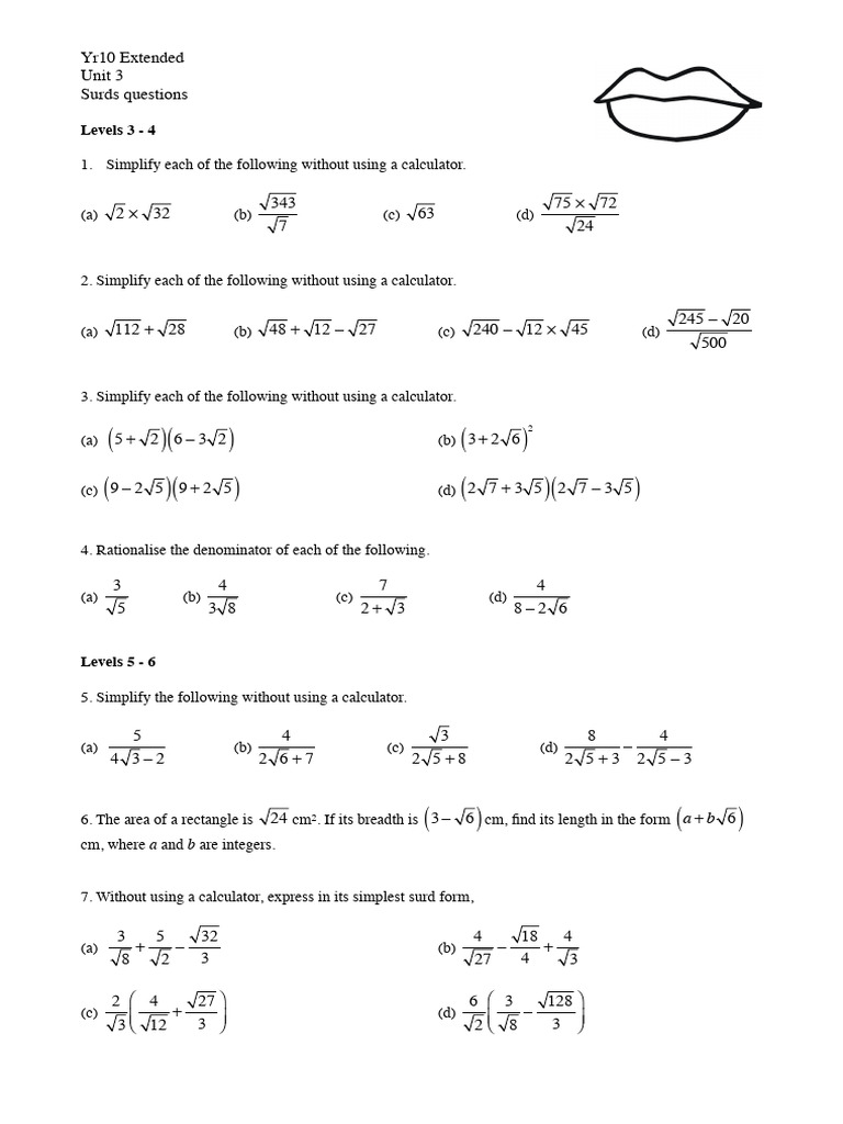 Surds Levelled Questions | PDF | Elementary Mathematics | Algebra
