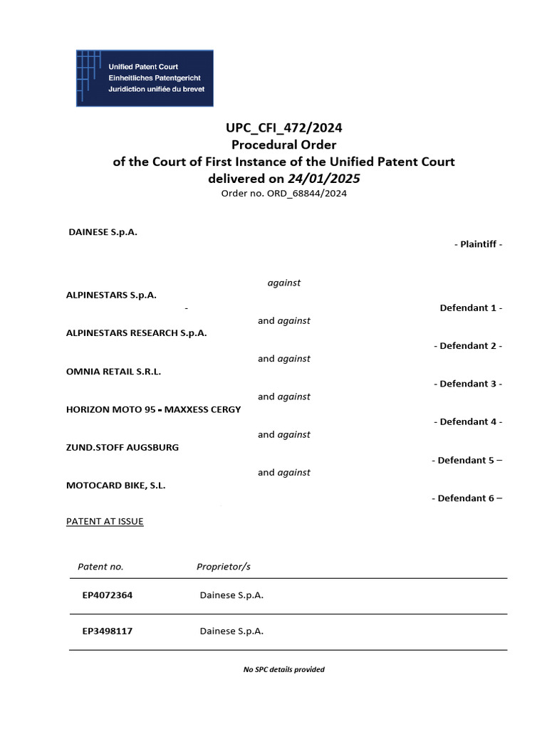 2025.01.24 Dainese V Alpinestars R262A (LD Milan) | PDF | Trade Secret ...