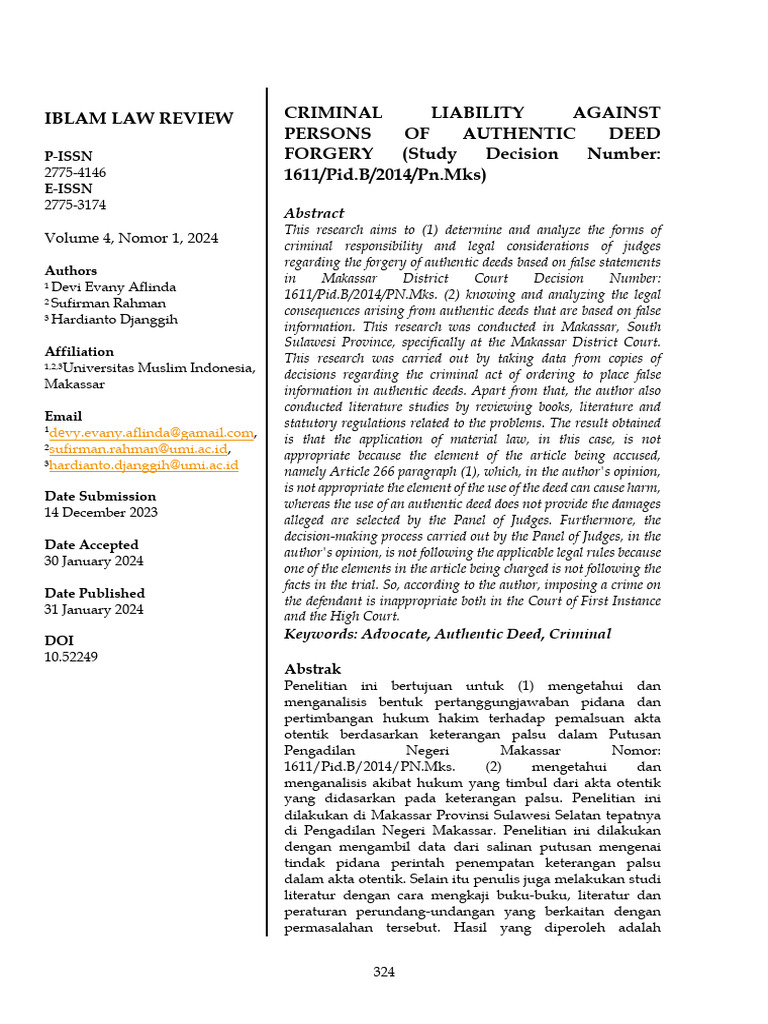 Paper Devy+IBLAM+Law+Review+2023 | PDF | Evidence (Law) | Crimes