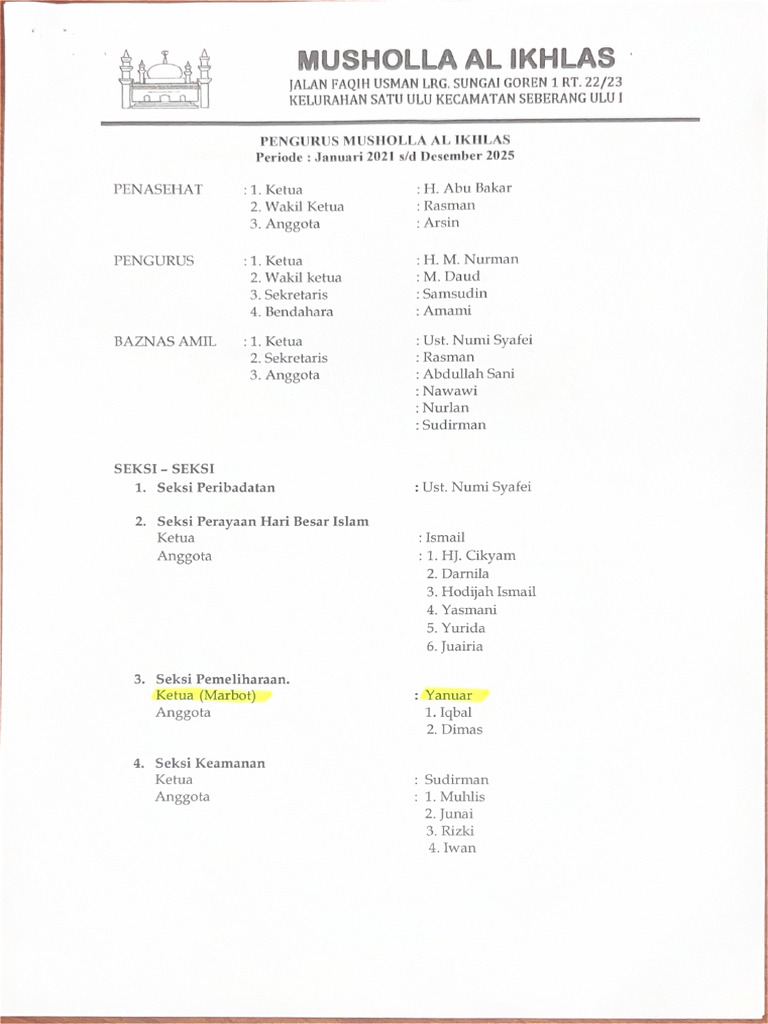 Susunan Pengurus | PDF