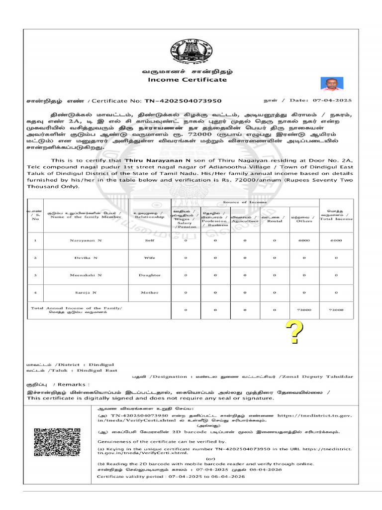 Income Certificate | PDF