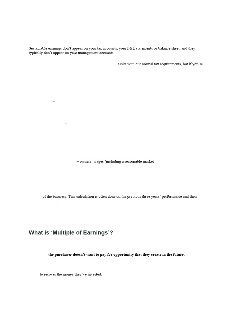 How to Calculate Sustainable Earnings | PDF | Taxes | Financial Economics