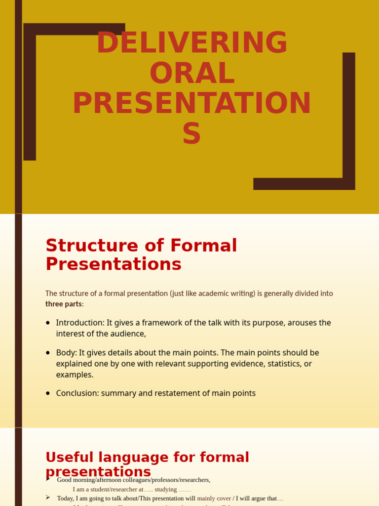 Week 11 - Delivering Oral Presentations | PDF | Essays | Communication