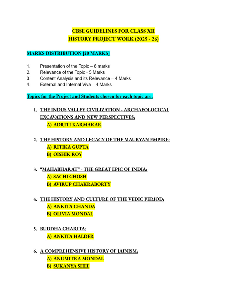 CBSE Class 12 History Project Guidelines | PDF | Indian Religions