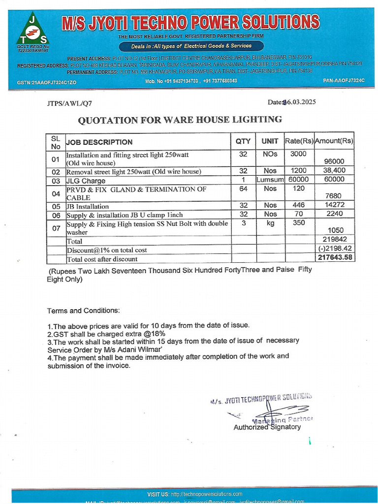 Quotation-Warehouse Lighting | PDF