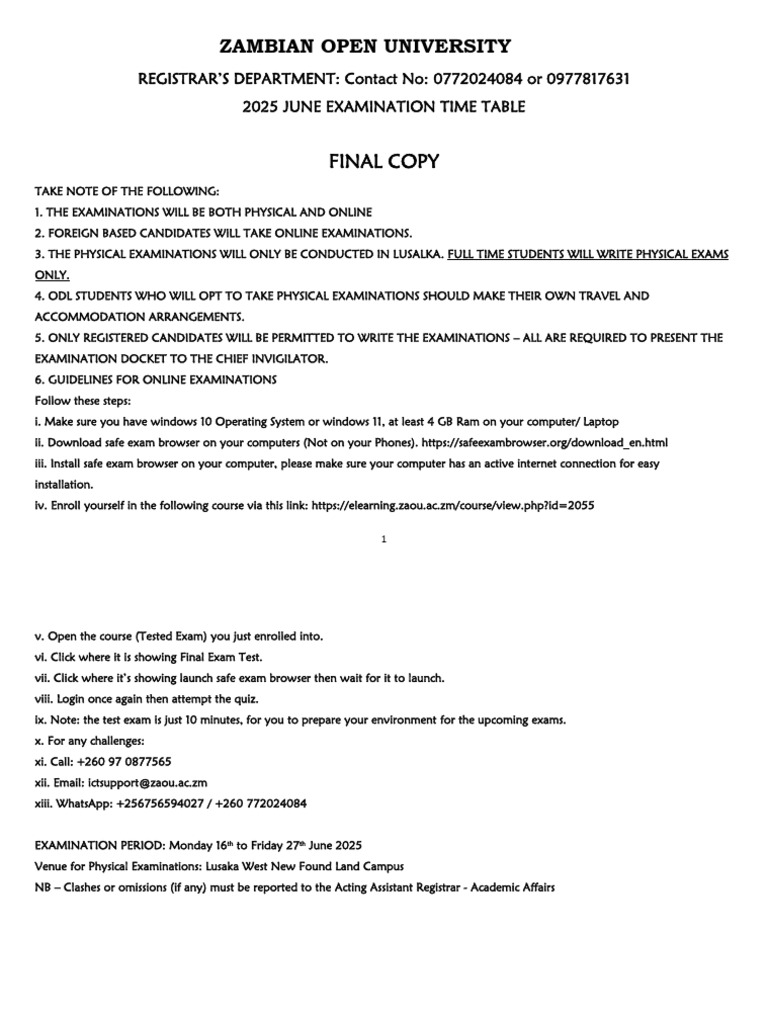 JUNE 2025 Examination Time Table | PDF | Science | Economics