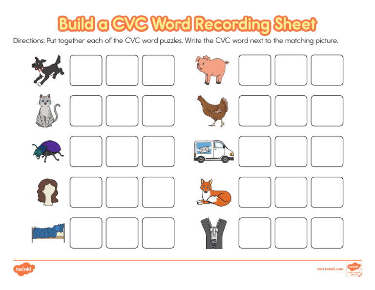 Color Build A CVC Word Recording Sheet | PDF
