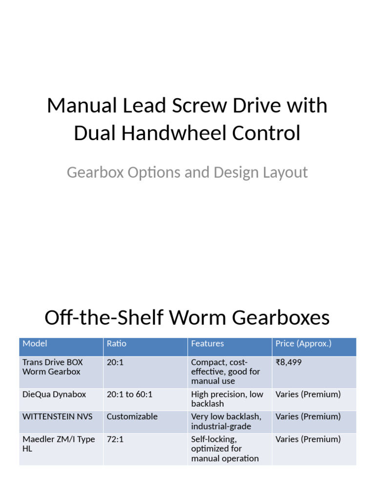 Manual Lead Screw Drive Presentation | PDF