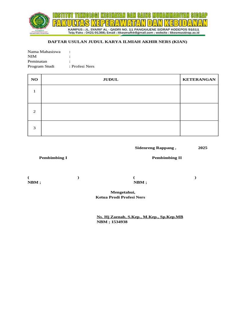 Format Usulan Judul Kian | PDF