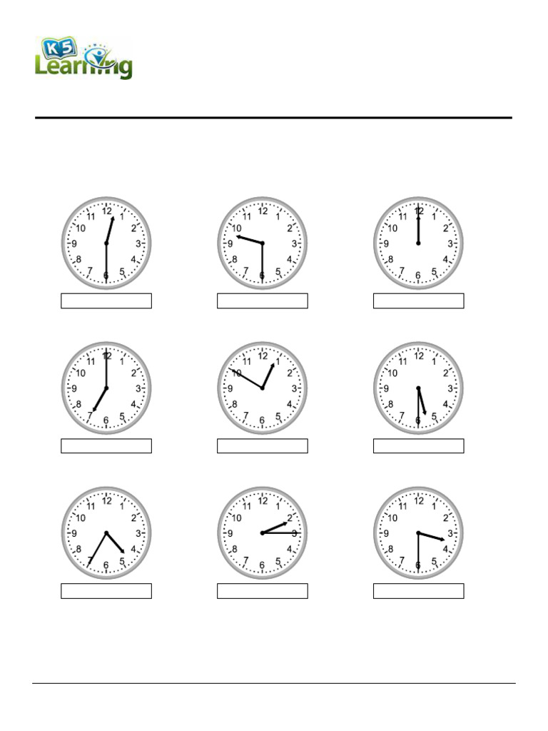 Grade 3 Telling Time Worksheet - 5 Minute Intervals-2 | PDF