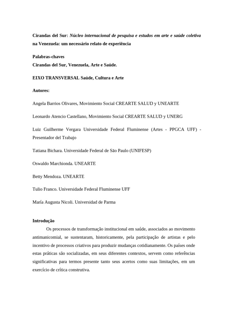 CIRANDAS DEL SUR Trabajo presentado en la 6ta. reunión Red ciencias de ...