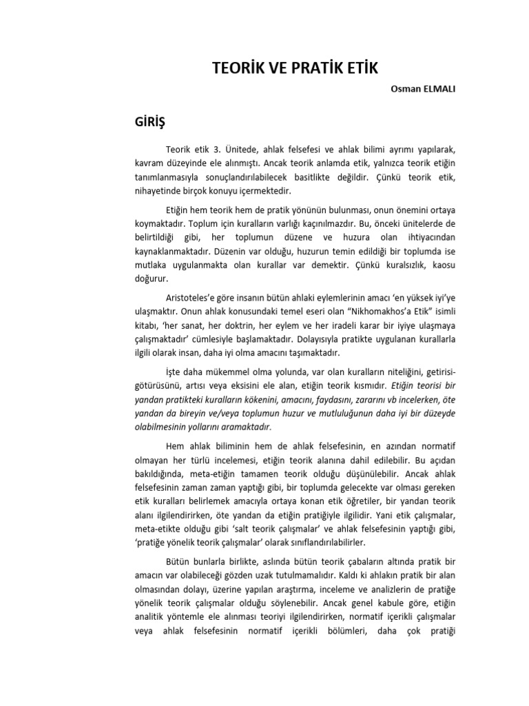 14 Hafta Ahlak | PDF