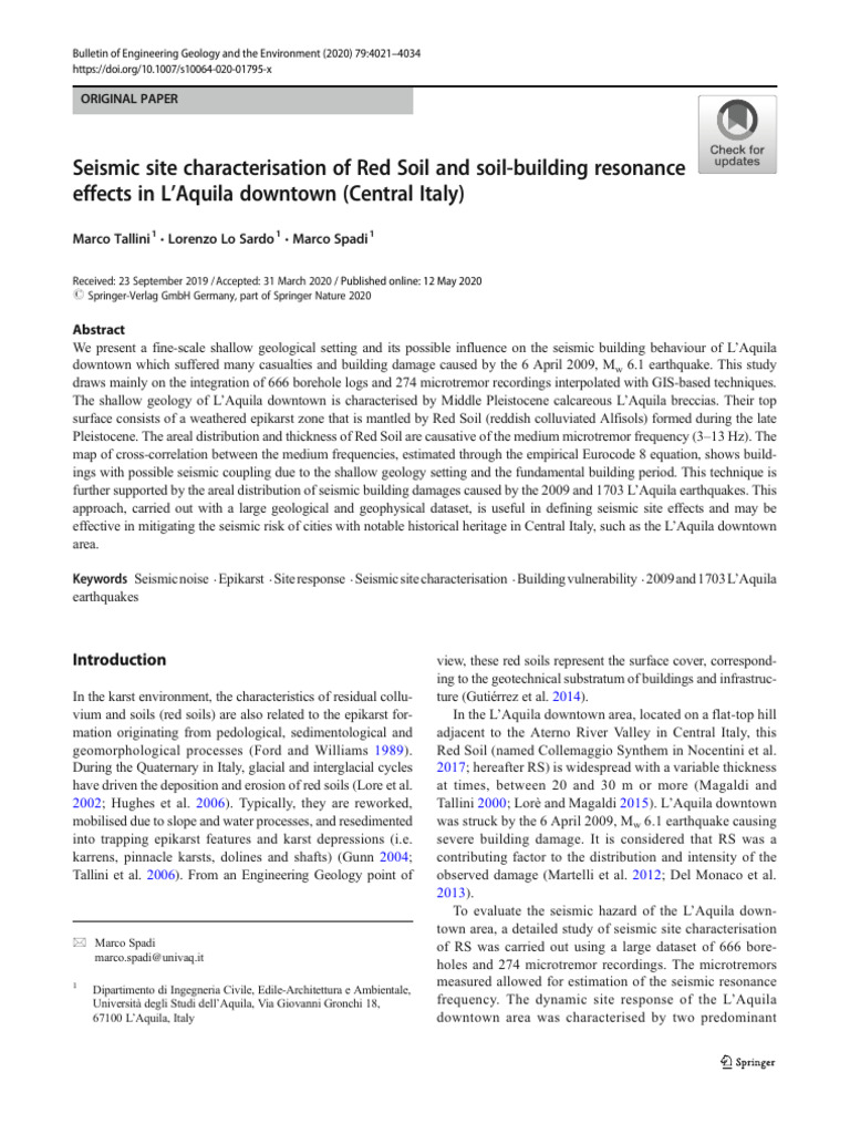 Seismic Site Characterisation of Red Soil and Soil-Building Resonance ...