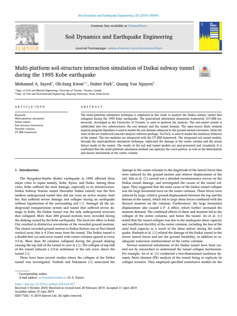 2019-Multi-Platform Soil-Structure Interaction Simulation of Daikai Subway Tunnel During The ...
