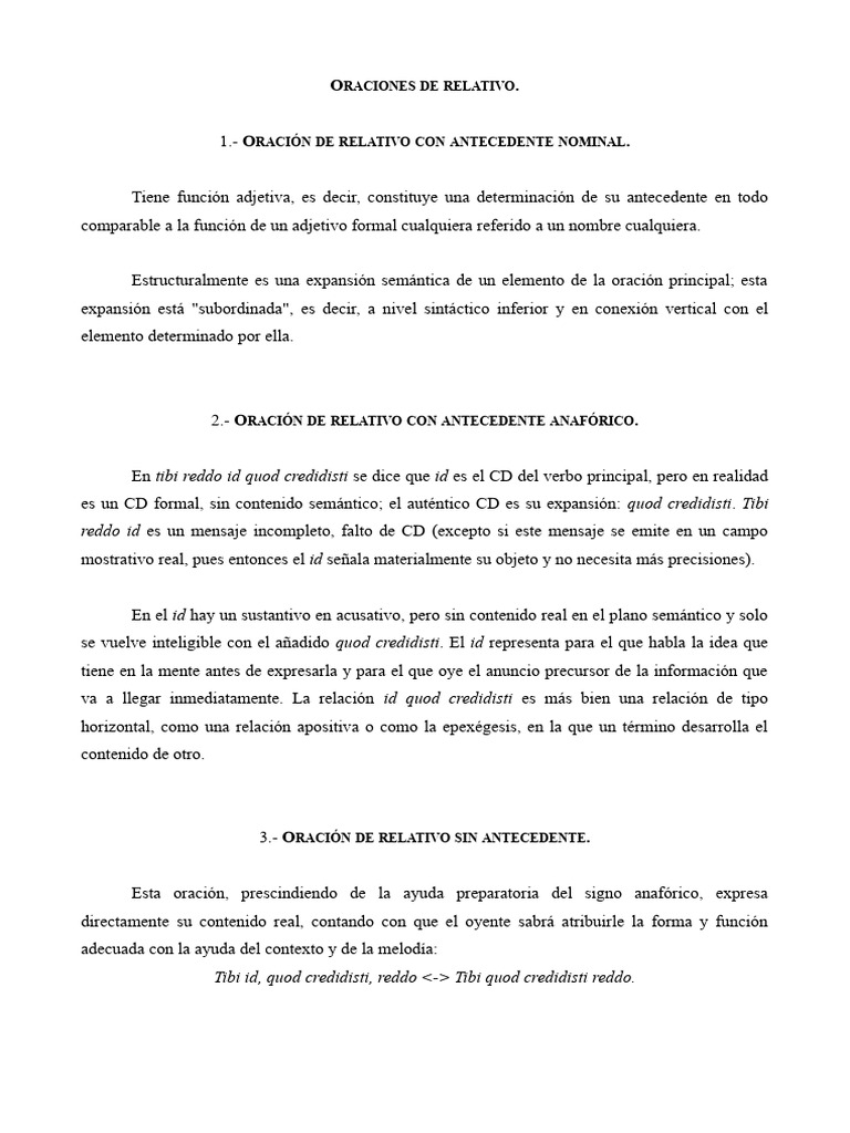 Oraciones de Relativo | PDF | Oración (Lingüística) | Verbo