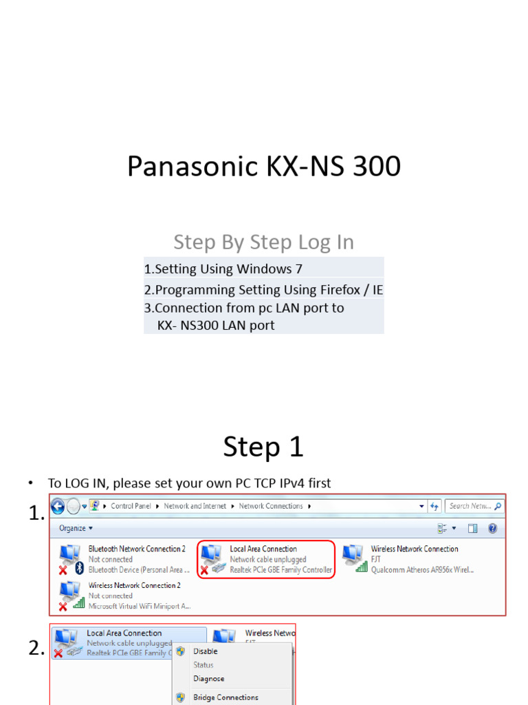 Panasonic KX-NS 300 Step by Step For First Log in Programing Mode | PDF