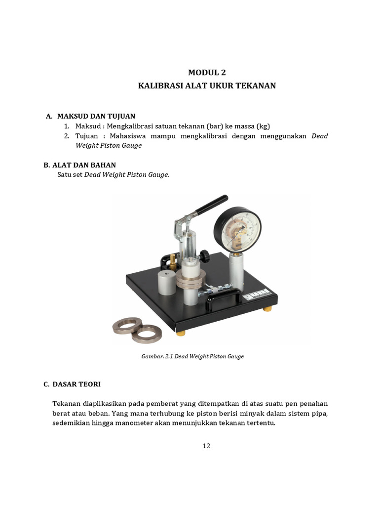 Modul 2 Kalibrasi alat ukur tekanan | PDF